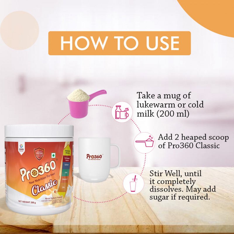 Pro360 Classic Daily Wellness Nutritional Protein Health Drink Supplement Powder for Men and ...